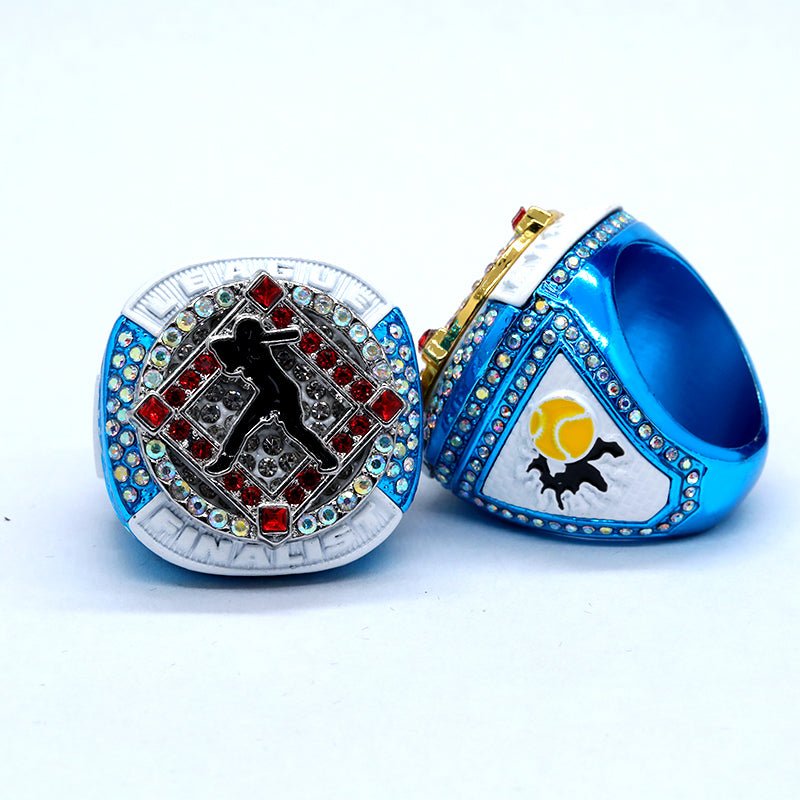 girls baby blue white softball LEAGUE champions and finalist ring size ...